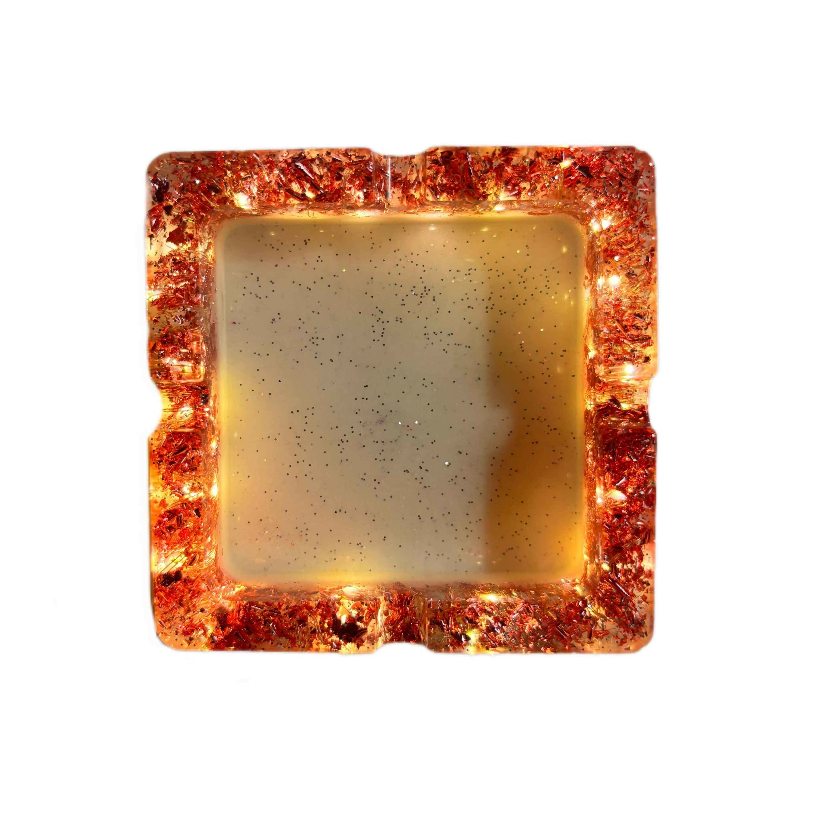 Square LED Ashtray - Pink Leaves & White Leaves| Slimjim Online